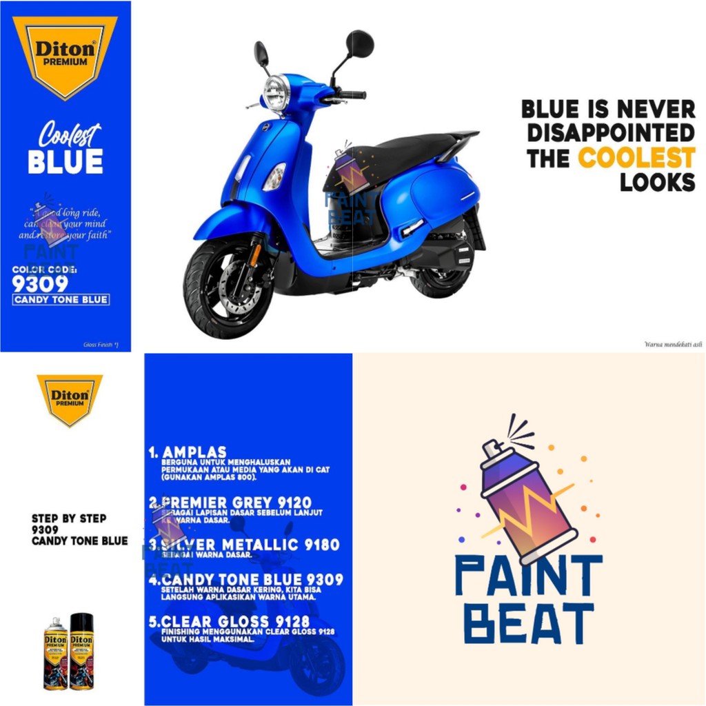 Jual Diton PREMIUM 9309 CandyTone Blue / Candy Tone Blue Cat Semprot ...
