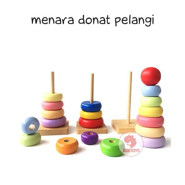 Jual Zuccaqu Menara Donat Pelangi | Rainbow Tower | Menara Pelangi Kayu ...