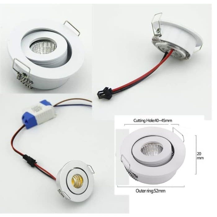 Jual Downlight Mini LED COB 3W 1Mata 220V Body Putih Bisa Goyang ...