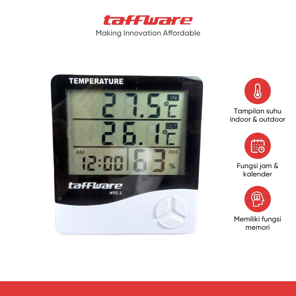 Jual Taffware Digital Temperature, Humidity Meter with Clock Alarm ...