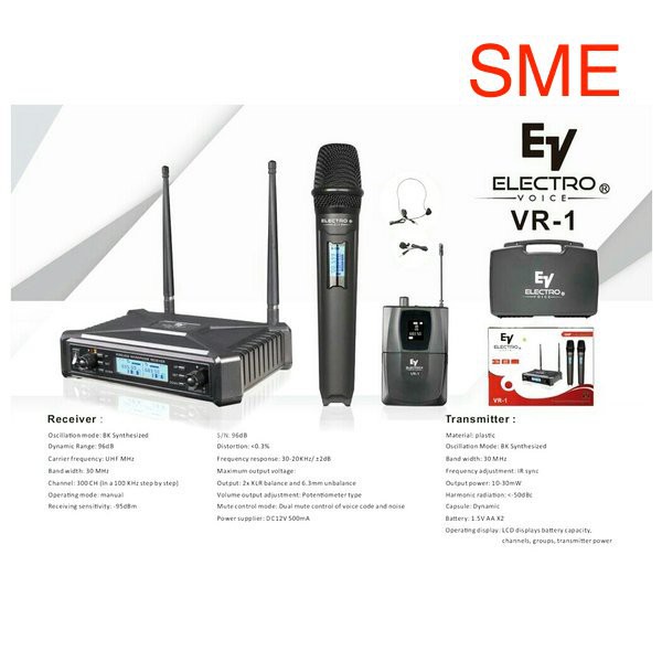Jual Mic Wireless UHF EV Electro Voice VR-1 (2handle) | Shopee Indonesia