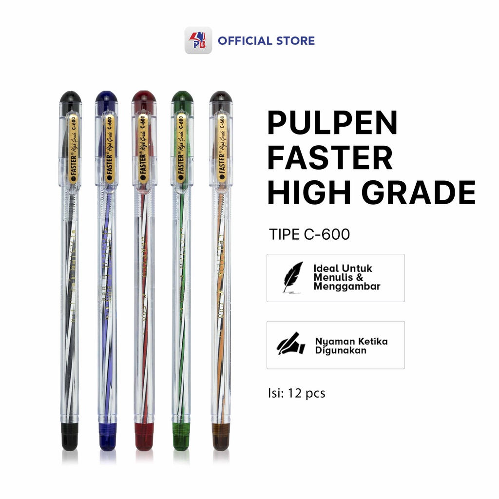 Jual Pulpen / Bolpoin / Ball Pen Faster C-600 Solid INK Clean Line ...