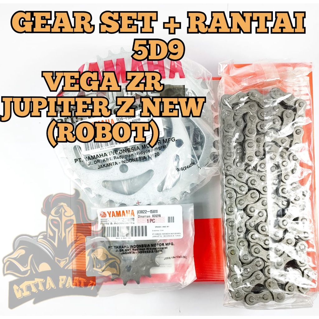 Jual GEAR SET + RANTAI YAMAHA 5D9 KUALITAS ORIGINAL VEGA ZR 5D9 JUPITER ...