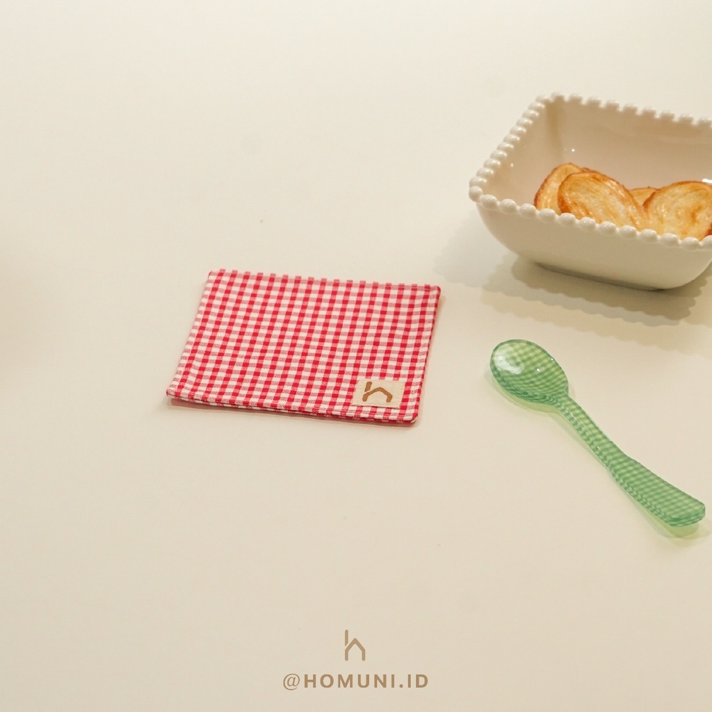Jual Coaster Kain/Tatakan Gelas Kain Kotak-Kotak Gingham Kotak Kecil ...