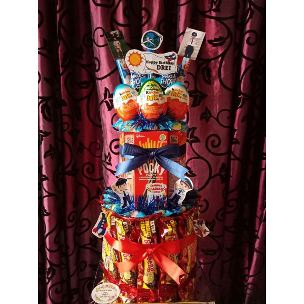 Jual SNACK TOWER KINDERJOY / SNACK TOWER / BISA REQUEST / ULANG TAHUN ...