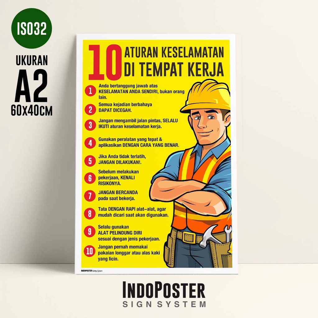 Jual Poster K3 Keselamatan Kerja Safety 10 Aturan Keselamatan di Tempat ...