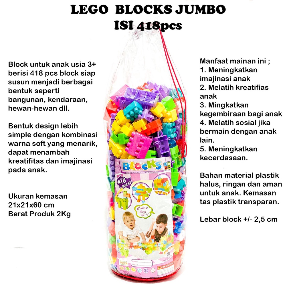 Jual Mainan Lego Block Isi 418 Pcs Building Bricks - Mainan Edukasi Anak | Shopee Indonesia