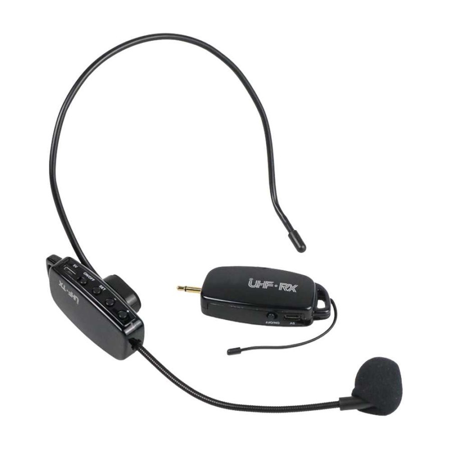 Jual FM UHF Wireless Microphone Headset Mini nirkabel for Guide Tour ...