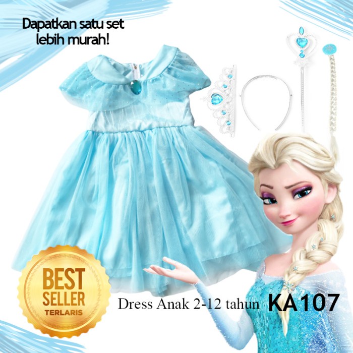 Jual Gaun Dress Baju Elsa Frozen Anak 2thn -12 tahun Disney Princess ...