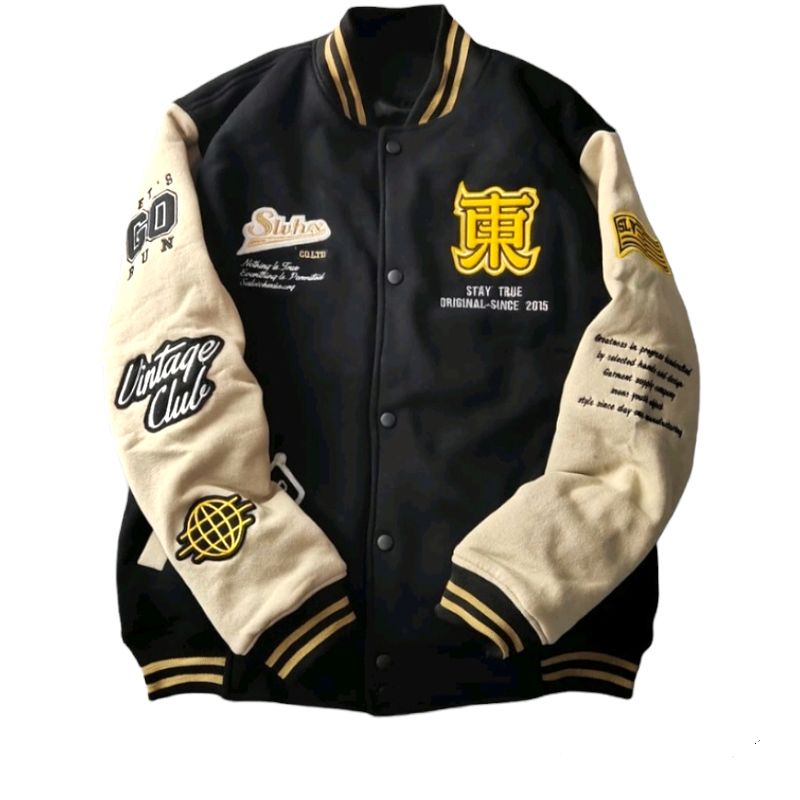 Jual Base Ball Varsity jacket Terbaru FULL BODRIL ORIGNAL / FULL HITAM ...