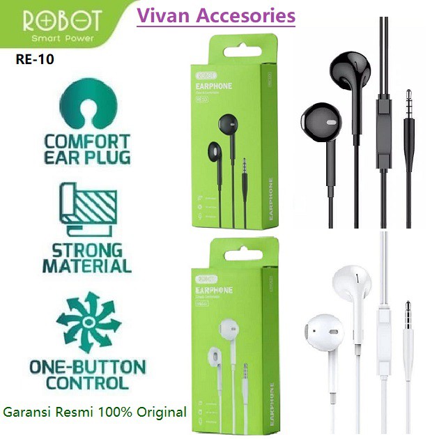 Jual Headset Earphone Handsfree Robot RE10 Stereo Bass 3.5mm / RE-10 | Shopee Indonesia