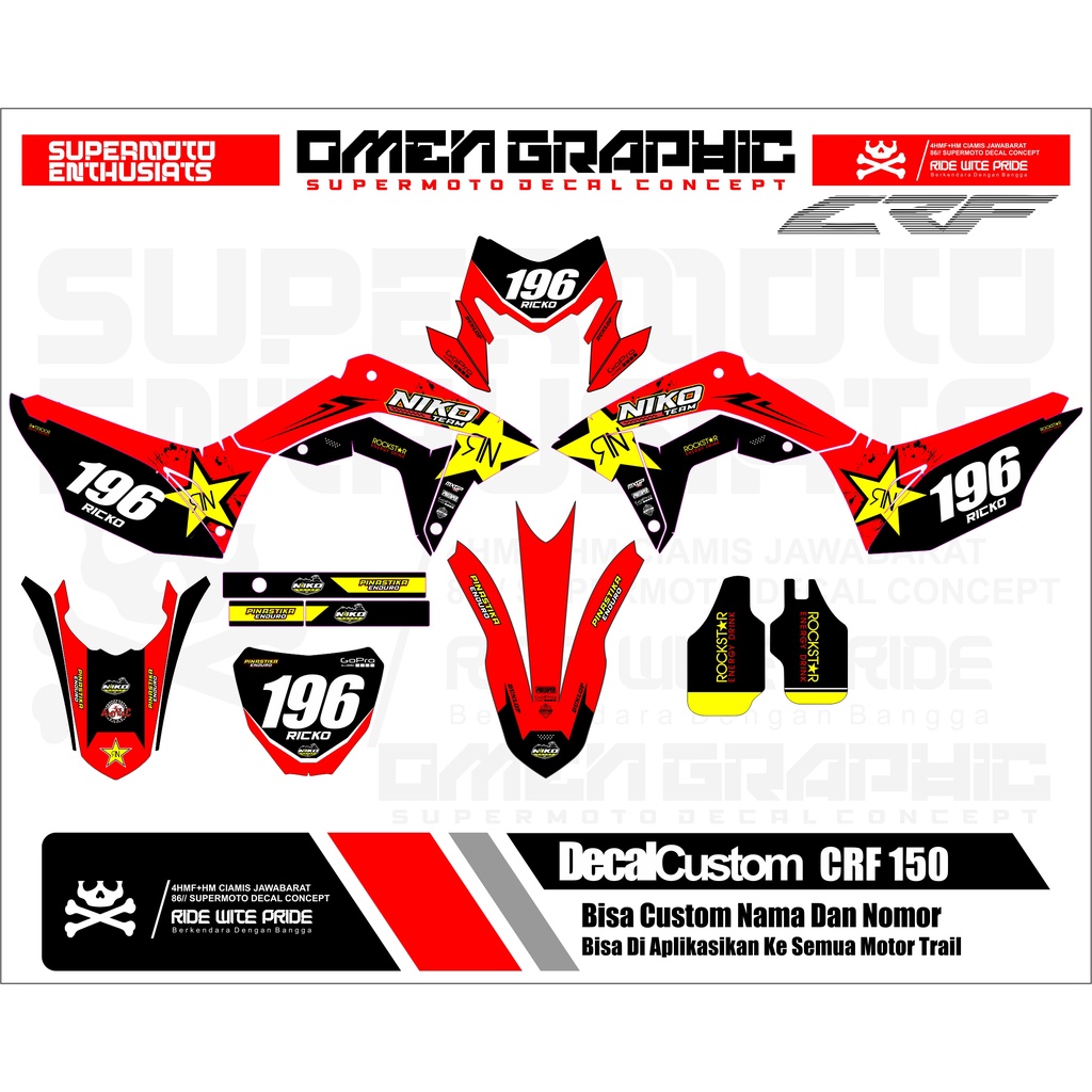 Jual DECAL CRF 150 / STICKER DECAL CRF 150 / DECAL CUSTOM CRF FREE ...