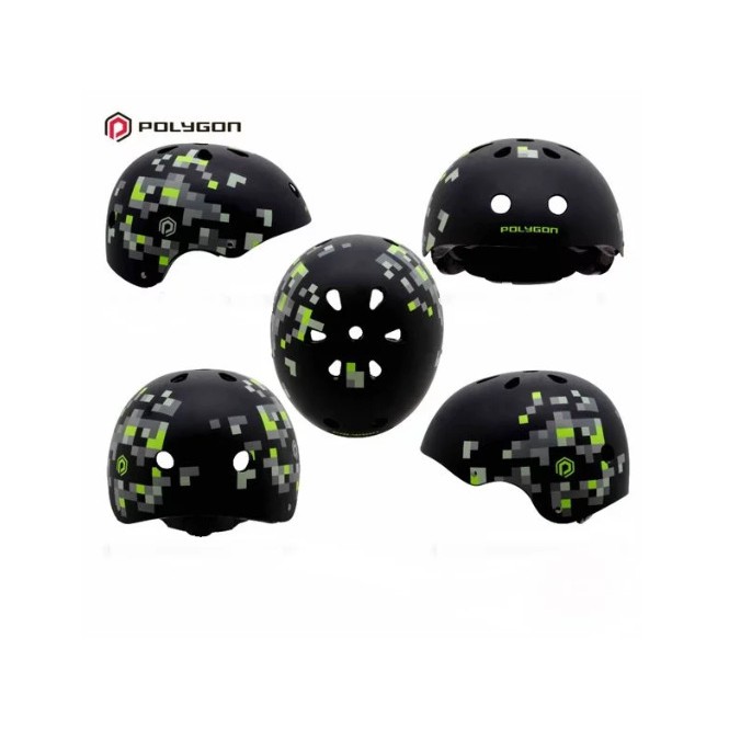 Jual HELM SEPEDA BMX HELMET POLYGON PIXEL MATT GREY GREEN | Shopee ...