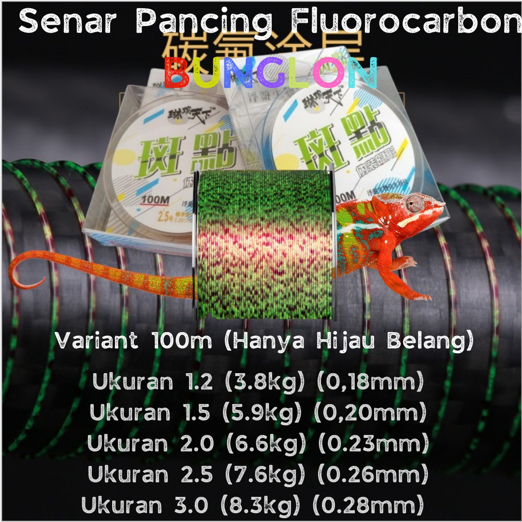 Jual Senar Pancing Bunglon Bahan Nylon Fluorocarbon Super kuat Merk Yuanye 100 Meter | Shopee ...
