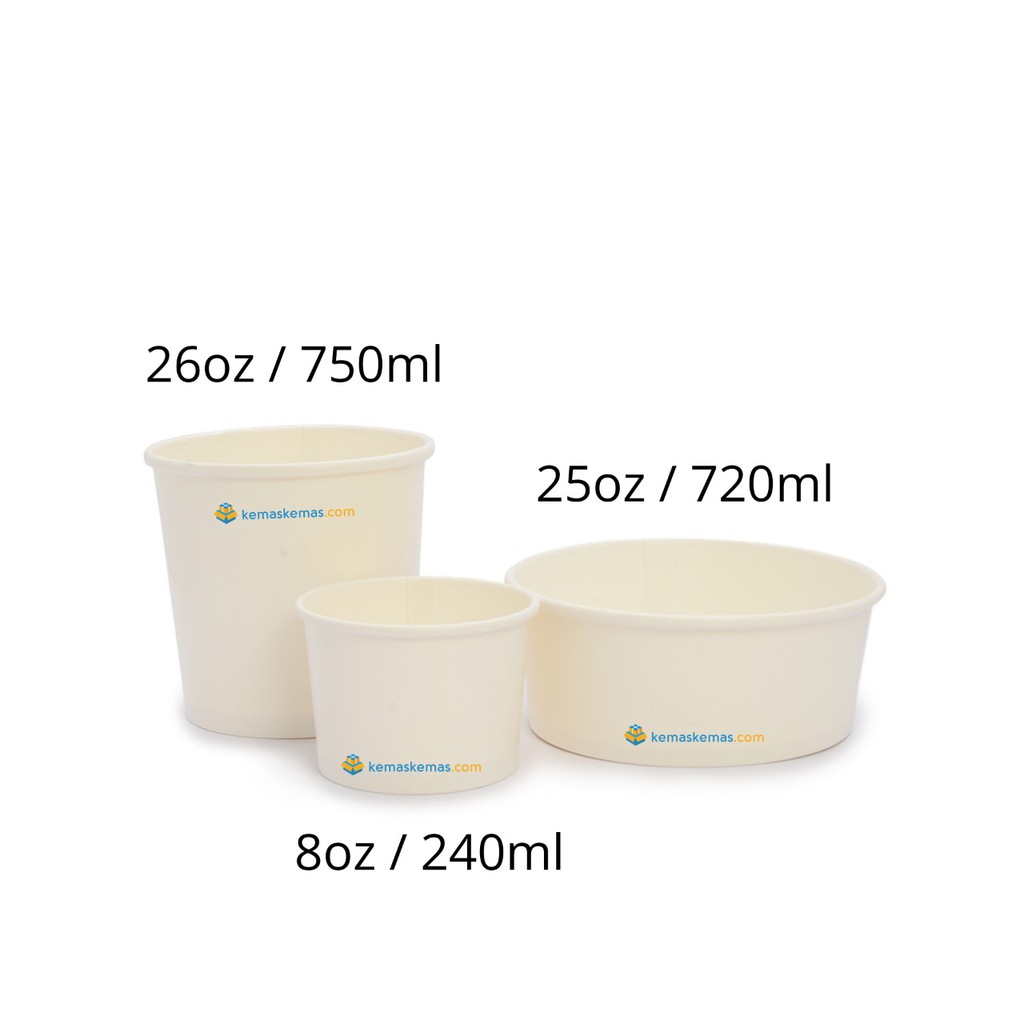 Jual White Paper Cup 12oz + Lid penutup / Food Grade Soup Cup + Lid ...