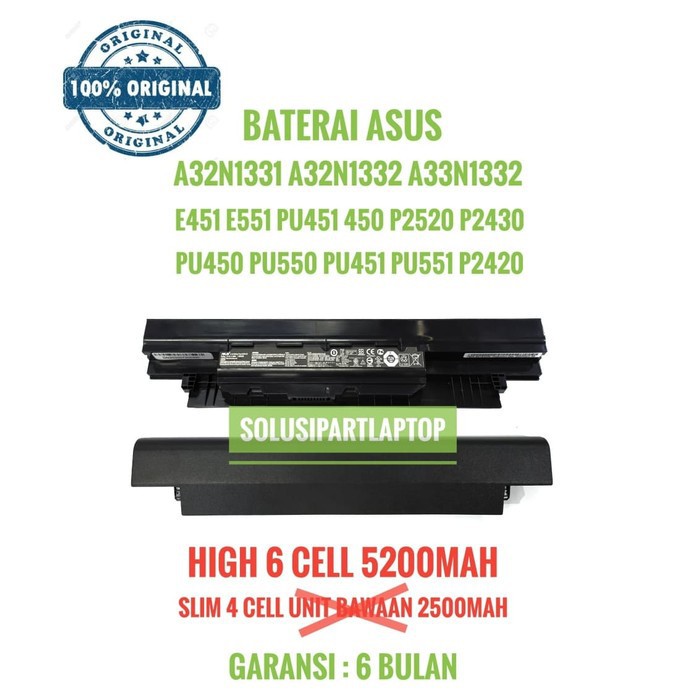 Jual BATERAI Laptop Asus PRO P2420 P2520L PU551LA A41N1421 ORIGINAL ...