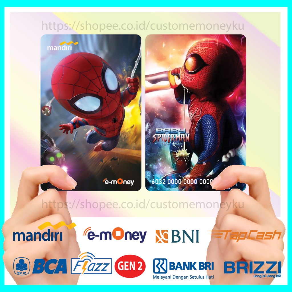 Jual KARTU EMONEY SUPERHERO BABY SPIDERMAN ETOLL E-MONEY MANDIRI FLAZZ BCA GEN 2 TAPCASH BRIZZI ...