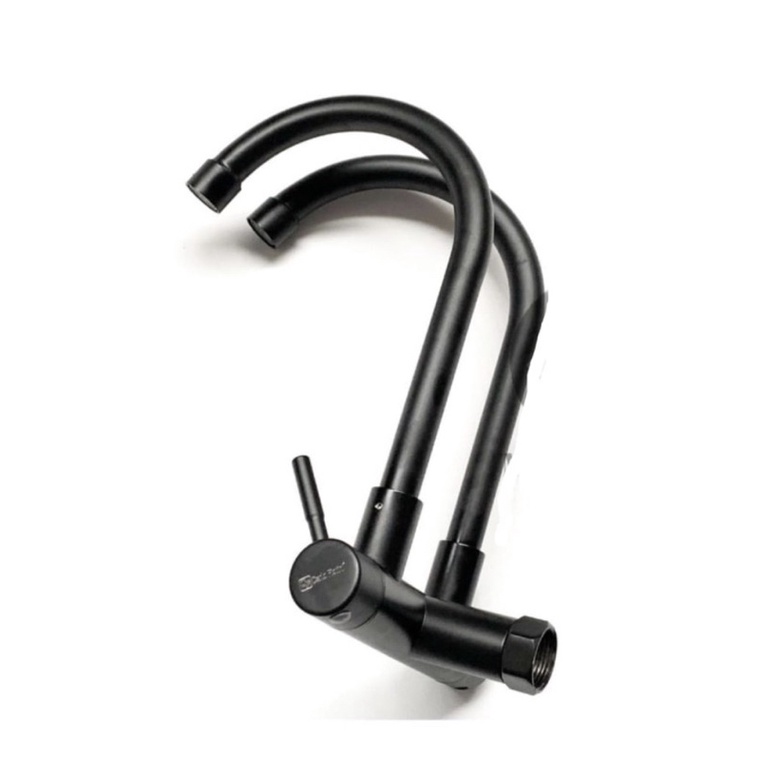 Jual Kran Angsa Pipa Double - Kran Sink Tembok Hitam - Kran Dapur Cuci ...
