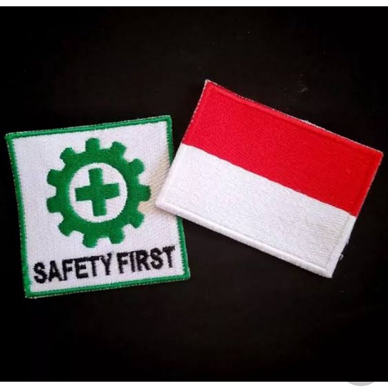 Jual Badge Logo Bendera Merah Putih dan K Safety First Bordir Nama ...