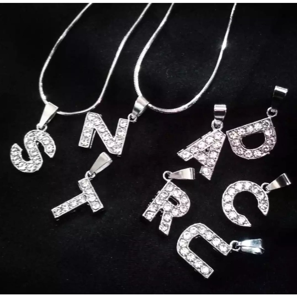 Jual [Bayar di Tempat] Rantai Kalung Huruf Asli 100% Pria dan Wanita ...
