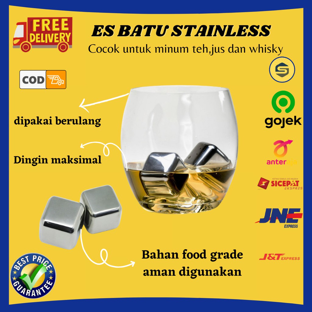 Jual Es Batu Stainles Reusable Stainless Steel Ice Cube | Shopee Indonesia