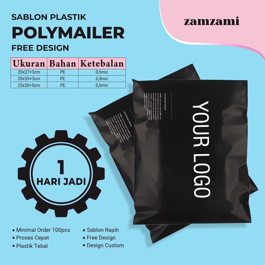 Jual SABLON PLASTIK POLYMAILER 25x35 FREE DESAIN | Shopee Indonesia