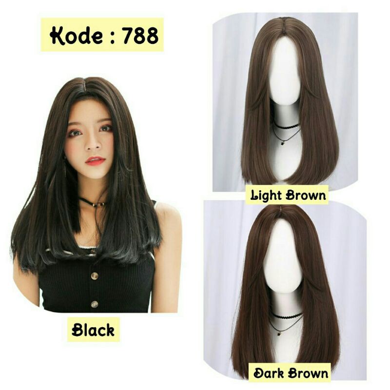 Jual Wig Rambut Perempuan Pendek Panjang Hitam Keriting Gelombang ...