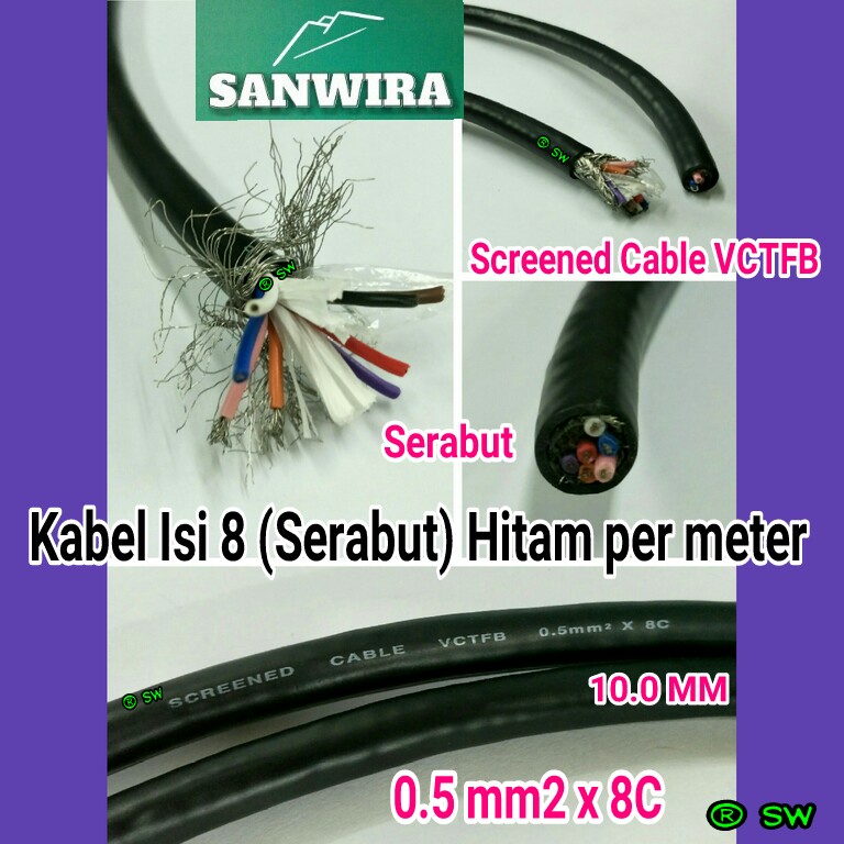 Jual Kabel Isi 8 Screened Cable VCTFB serabut hitam per meter / Cable ...