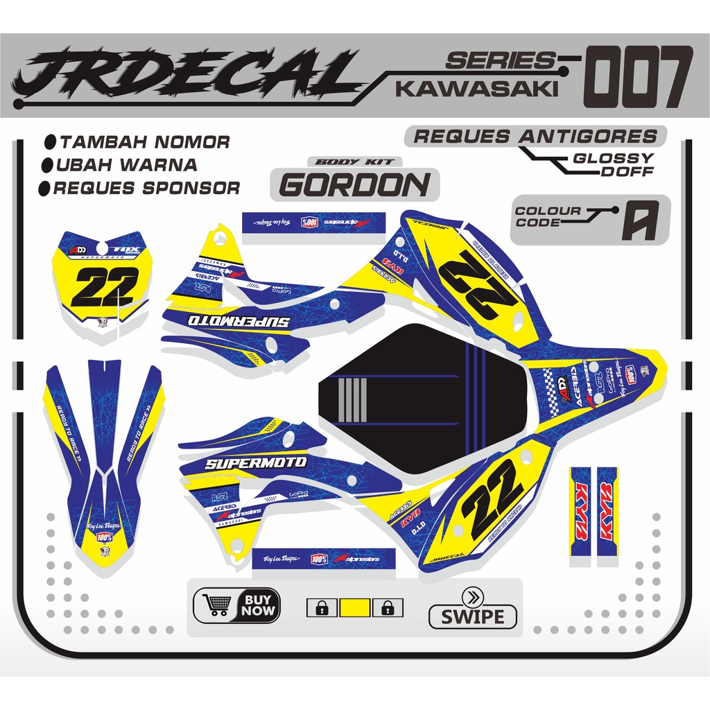 Jual (BISA COD) DEKAL STICKER KLX GORDON CUSTOM VARIASI SIMPLE KEREN ...
