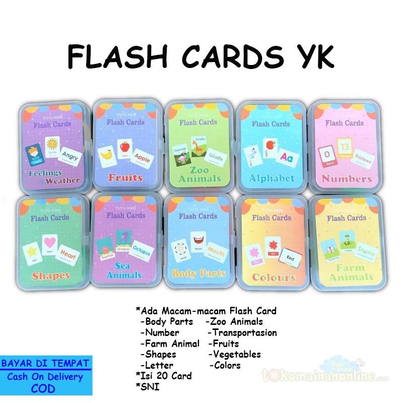 Jual FLASH CARD KARTU PINTAR ANAK BAYI CARDS ISI 20 LEMBAR BELAJAR ...