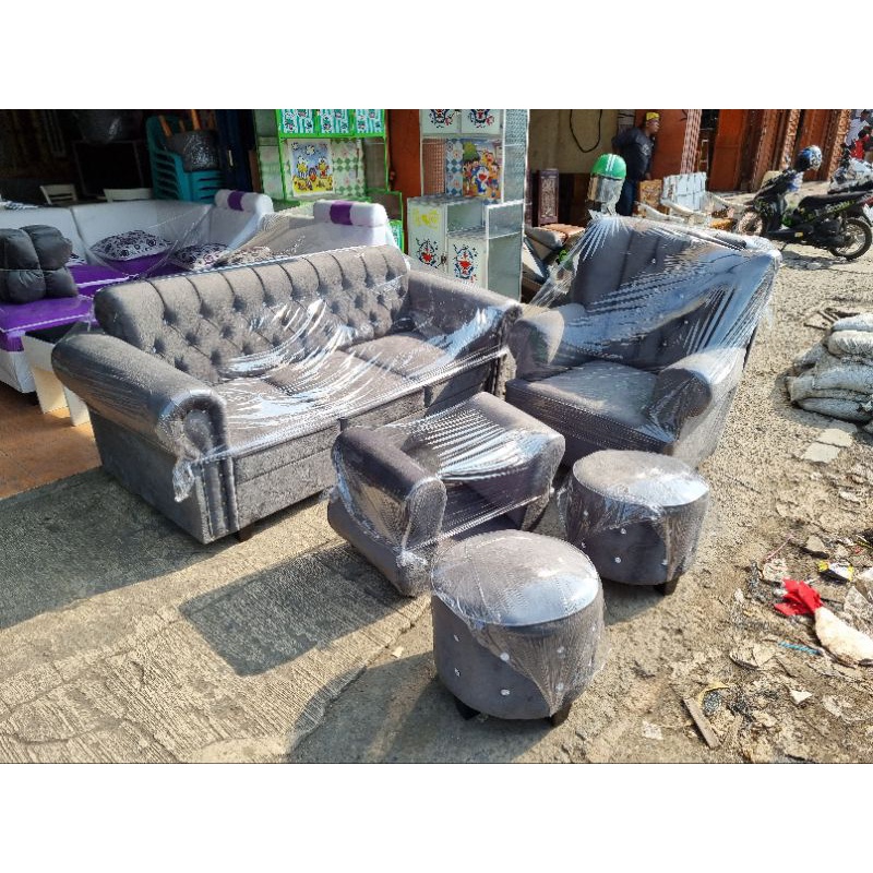 Jual Sofa Set Beludru Mewah 3 seater, 1 seater, 2 kursi bulat | Shopee ...
