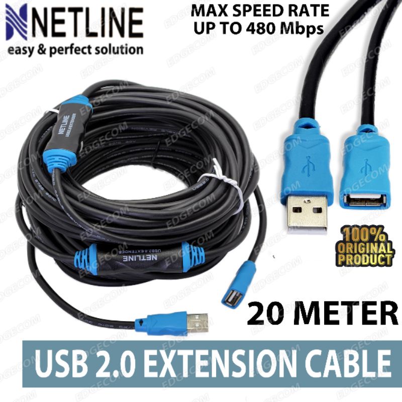 Jual NETLINE Kabel USB 2.0 / USB 3.0 Extension Aktif / Extender Active ...