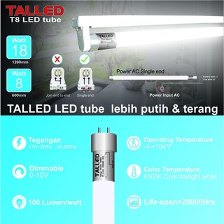 Jual LAMPU TL T8 LED TUBE 18 WATT 1 BOX ISI 30PCS - TALLED HIGH QUALITY | Shopee Indonesia