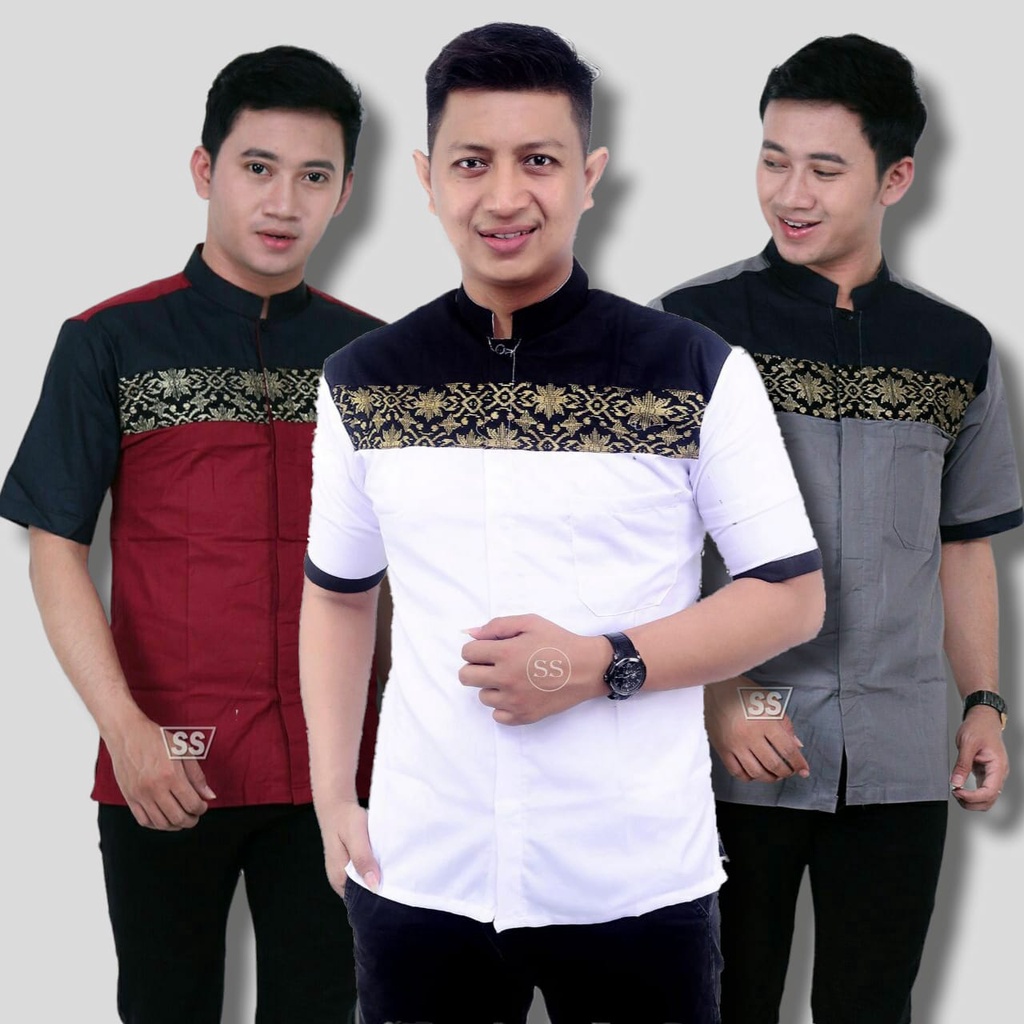 Jual BAJU KOKO LENGAN PENDEK KOKO PRIA DEWASA TERBARU KOKO KOMBINASI BATIK PRADA | Shopee Indonesia
