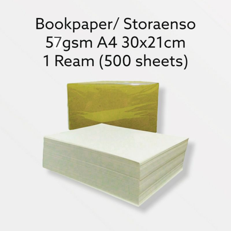 Jual 1 rim Kertas Bookpaper 57gr A4 Kertas Novel Kertas storaenso ...