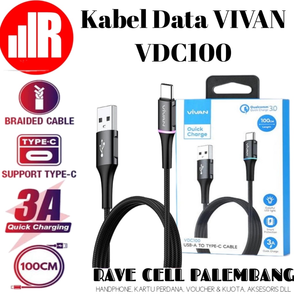 Jual Kabel Data VIVAN VDC100 3A LED Light Quick Charge (Type C ...