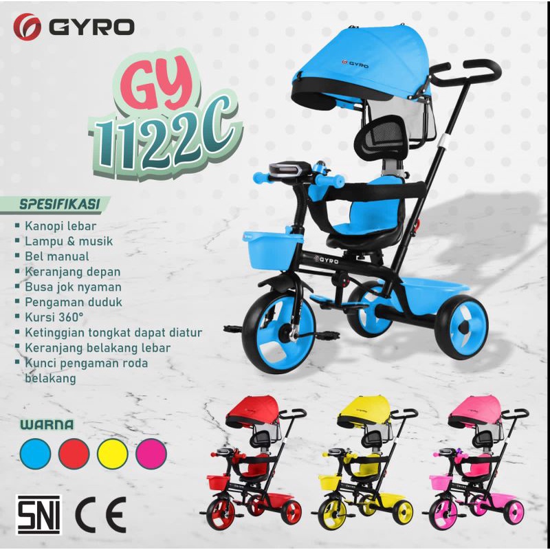Jual Sepeda roda tiga stroller Gyro 1122C | Shopee Indonesia