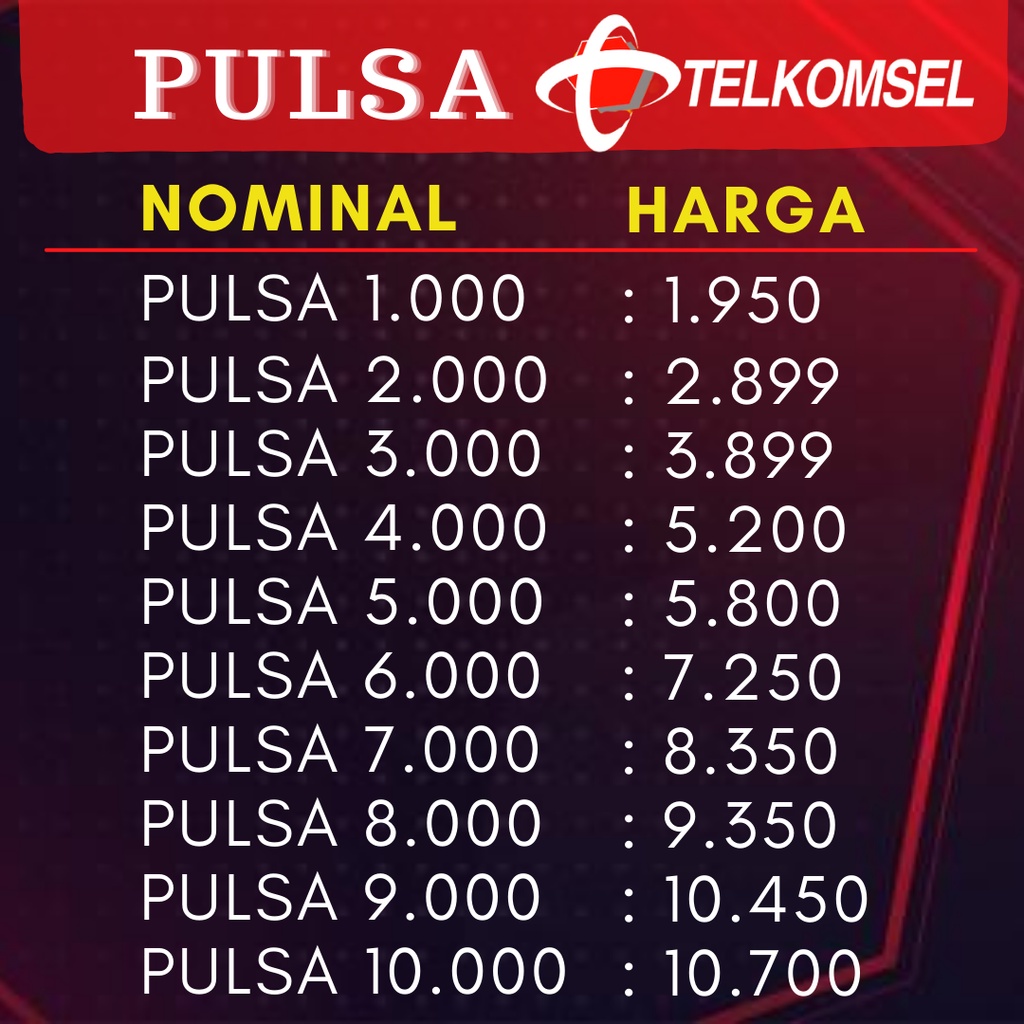Jual PULSA TELKOMSEL Kartu AS Loop Simpati REGULER 1K 2K 3K 4K 5K 6K 7K ...