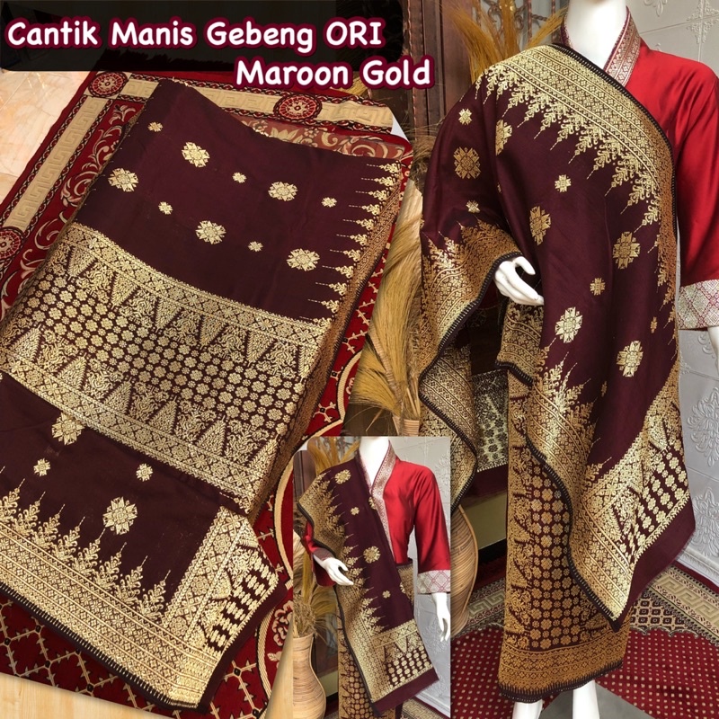 Jual Exclusive Songket Cantik Manis Gebeng ORI / maroon gold songket ...