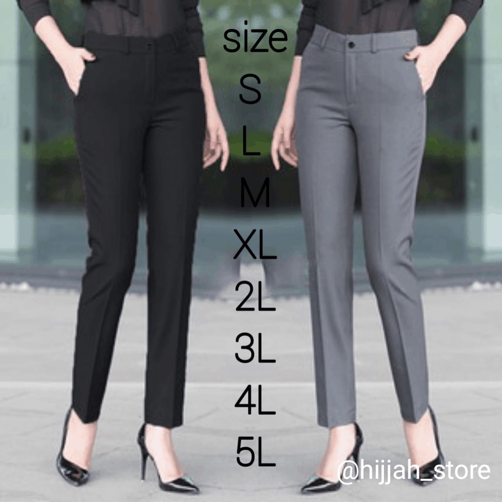 Jual CELANA KANTOR FORMAL KERJA WANITA SLIMFIT BAHAN DASAR KAIN . SIZE ...