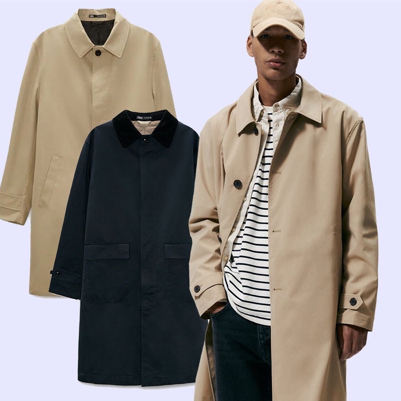 Jual lovemecorner UNISEX ZARA** MAN TECHNICAL TRENCH NAVY / SERGIO COAT ...