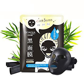 Jual BIOAQUA BLACK MASK HYALURONIC HYDRATING FACIAL MASK (SHEET)MASKER ...