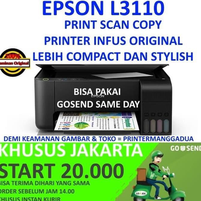 Jual EPSON L3110 PRINT SCAN COPY PRINTER INFUS ORIGINAL | Shopee Indonesia