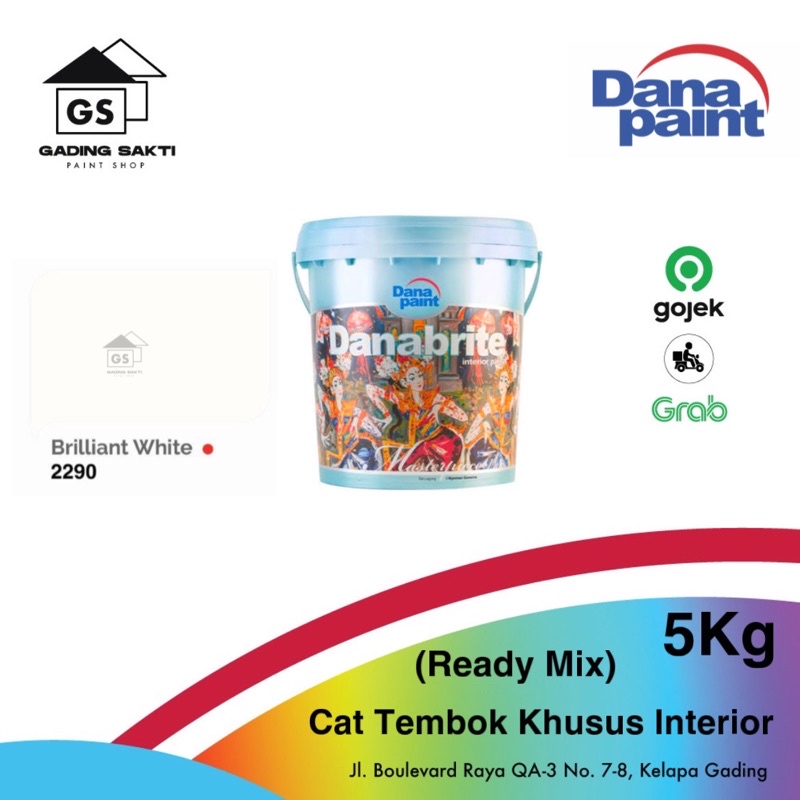 Jual Danabrite Brilliant White 2290 (BW) Ready Mix / Cat Tembok ...