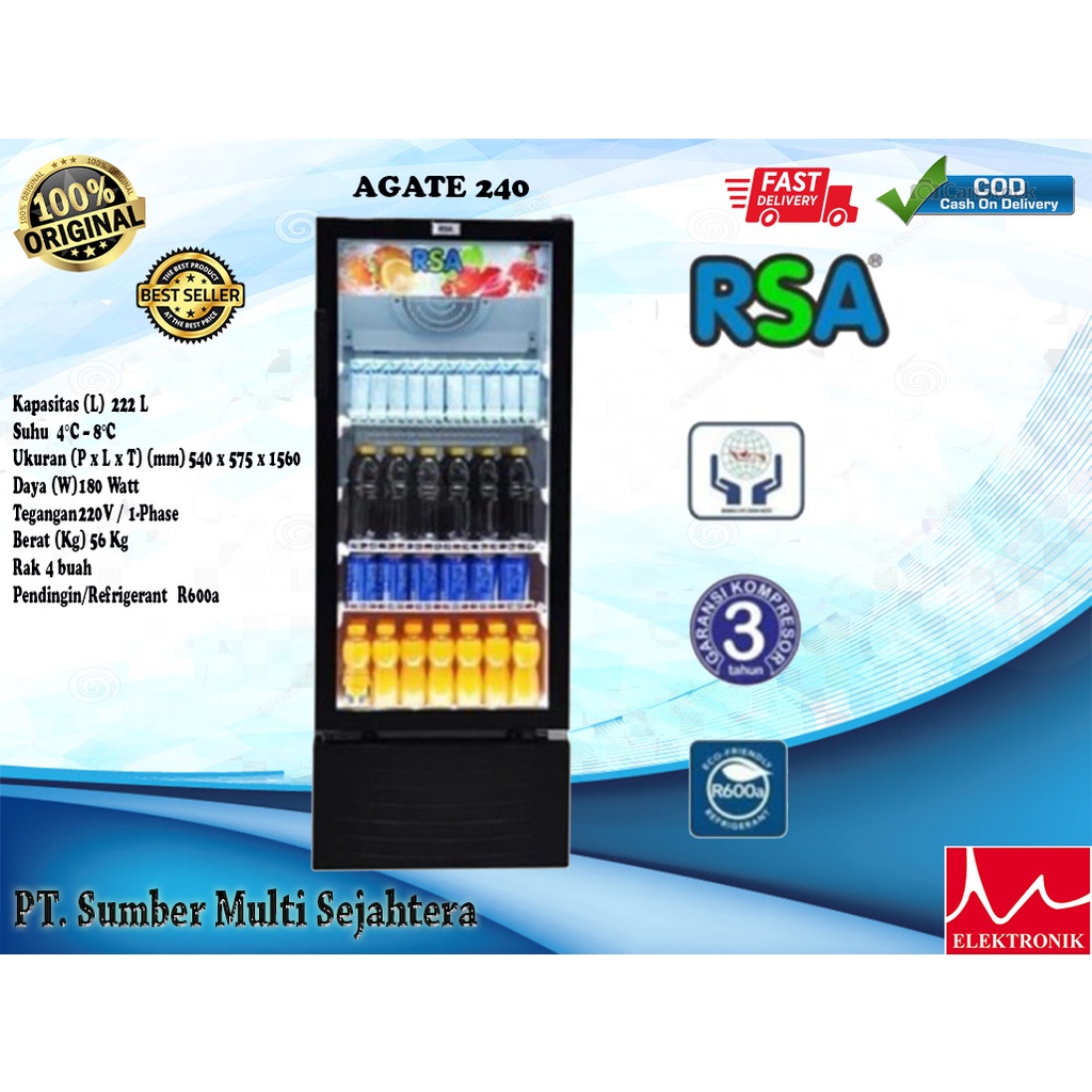 Jual SHOWCASE RSA AGATE-240 / DISPLAY COOLER - 4 Rak / RSA RUBY 240 ...