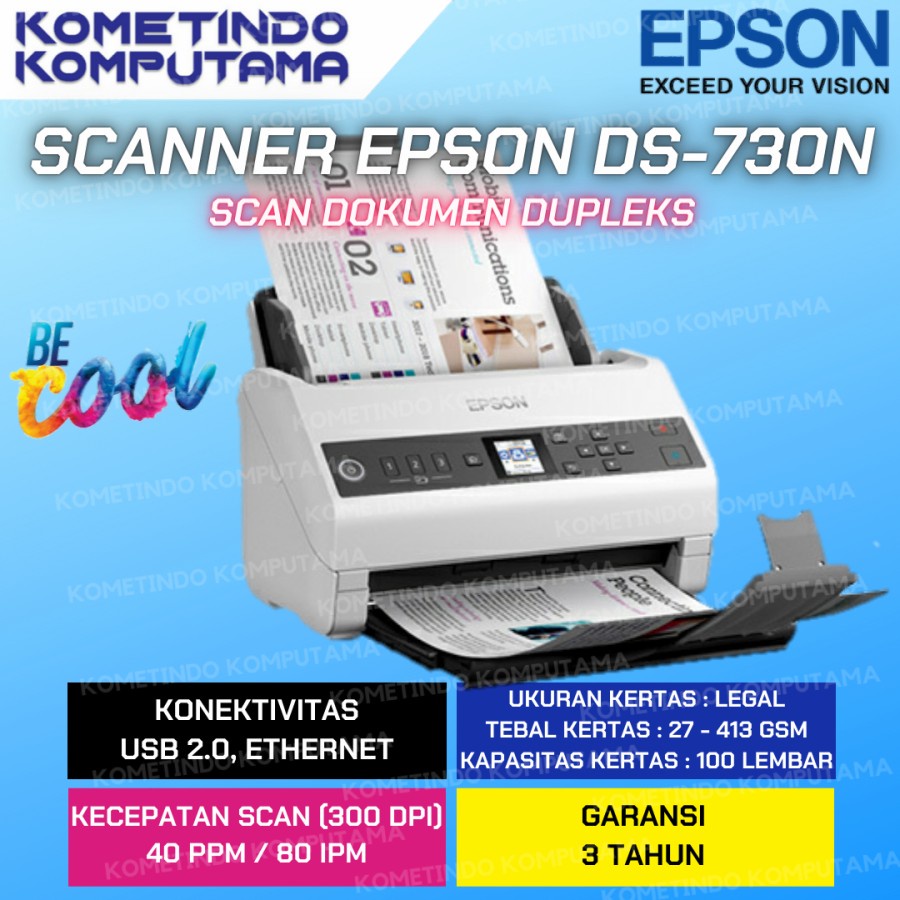 Jual TKDN DS730N A4 Epson WorkForce Duplex Sheet-fed Document Scanner ...