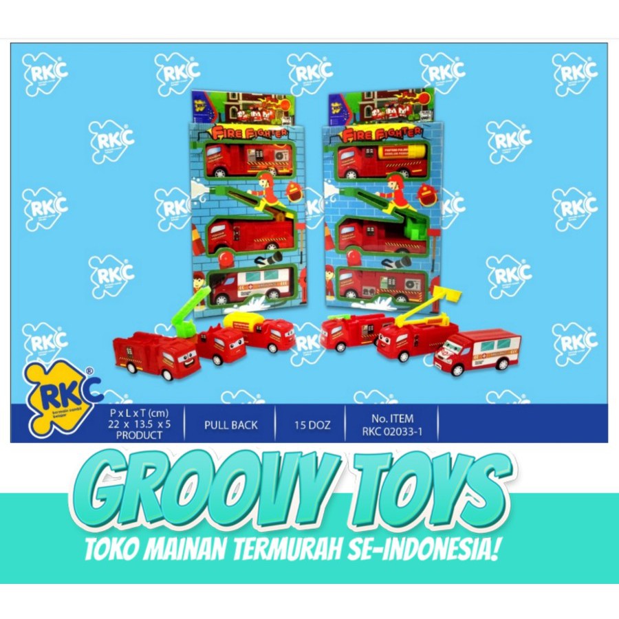 Jual Mainan Anak Mobil Damkar Mini 3pcs - Truck Fire Rescue RKC 02033-1 ...