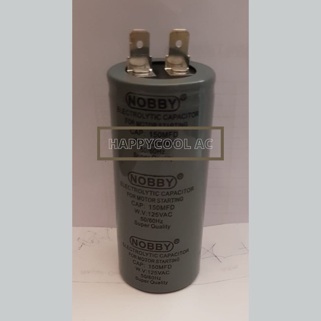 Jual Kapasitor 150 MFD Merk NOBBY 2 kaki Capacitor AC 150 MFD 125 VAC ...