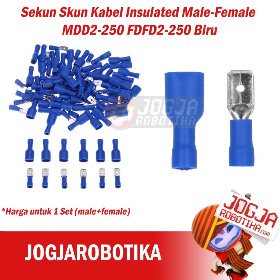 Jual Sekun Skun Gepeng Kabel Insulated Male-Female MDD2-250 FDFD2-250 Biru | Shopee Indonesia