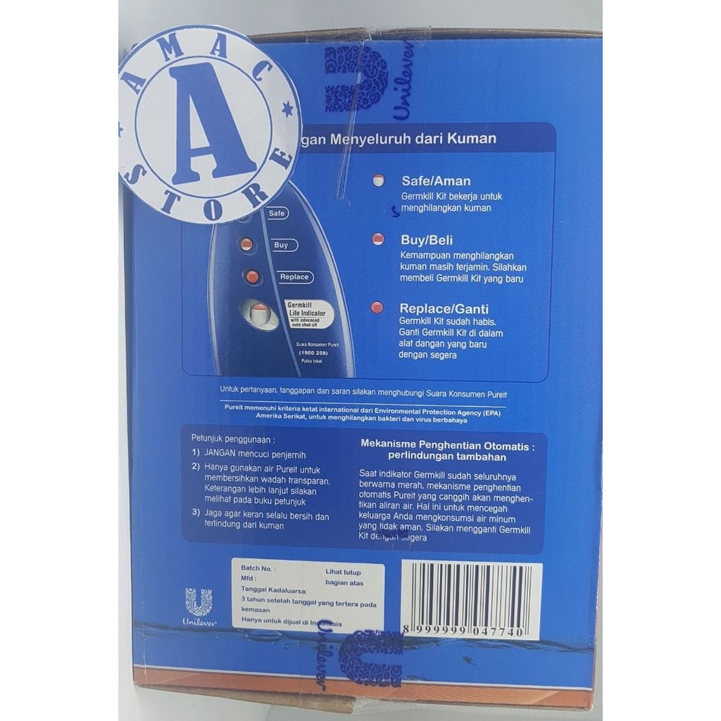 Jual Unilever Pureit Classic Germkill Kit Filter 3000 Refill PureIt ...